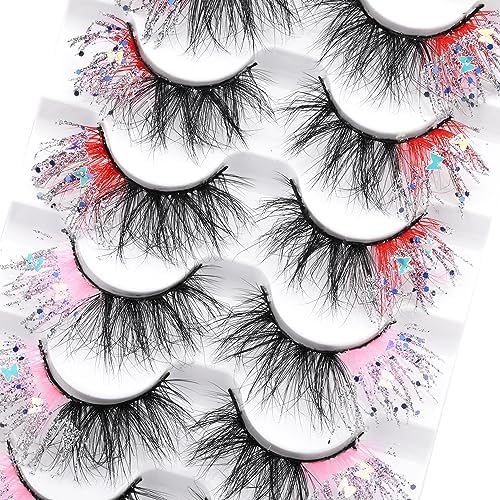 Amazon.com: wiwoseo Colored Lashes Glitter Night Shining Eyelashes ...