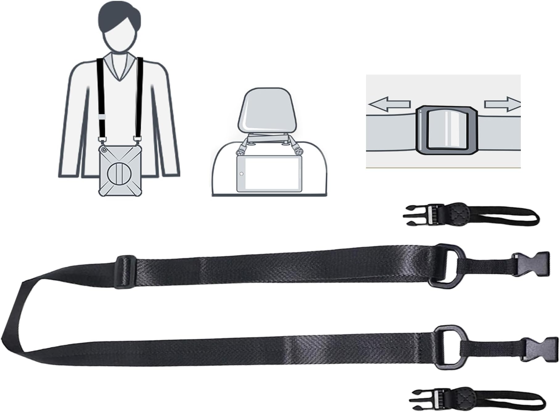 TH000 Black Shoulder Strap for Tablet case, Universal Detachable ...