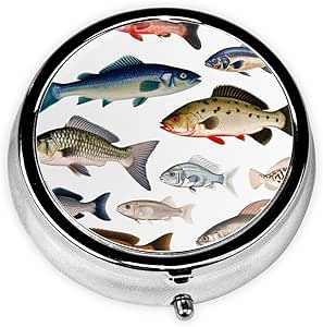 Amazon.com: Different Fish Pill Box Metal Round Small Pill Case Cute 3 ...