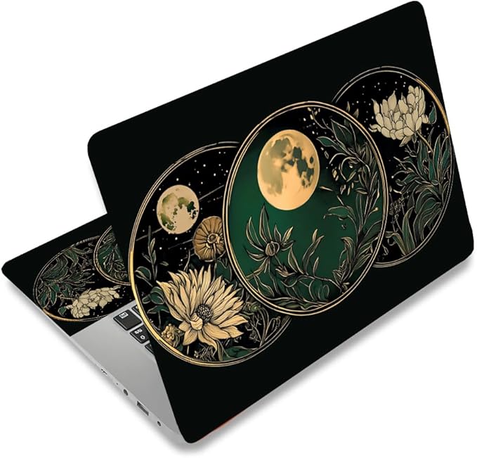 PLIGREAT Vintage Flowers Laptop Decal Sticker Skin Cover, Moon Laptop ...