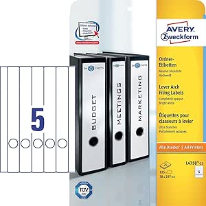 Amazon.com : Avery Zweckform Folder Labels for Narrow Folders Long 38 x ...