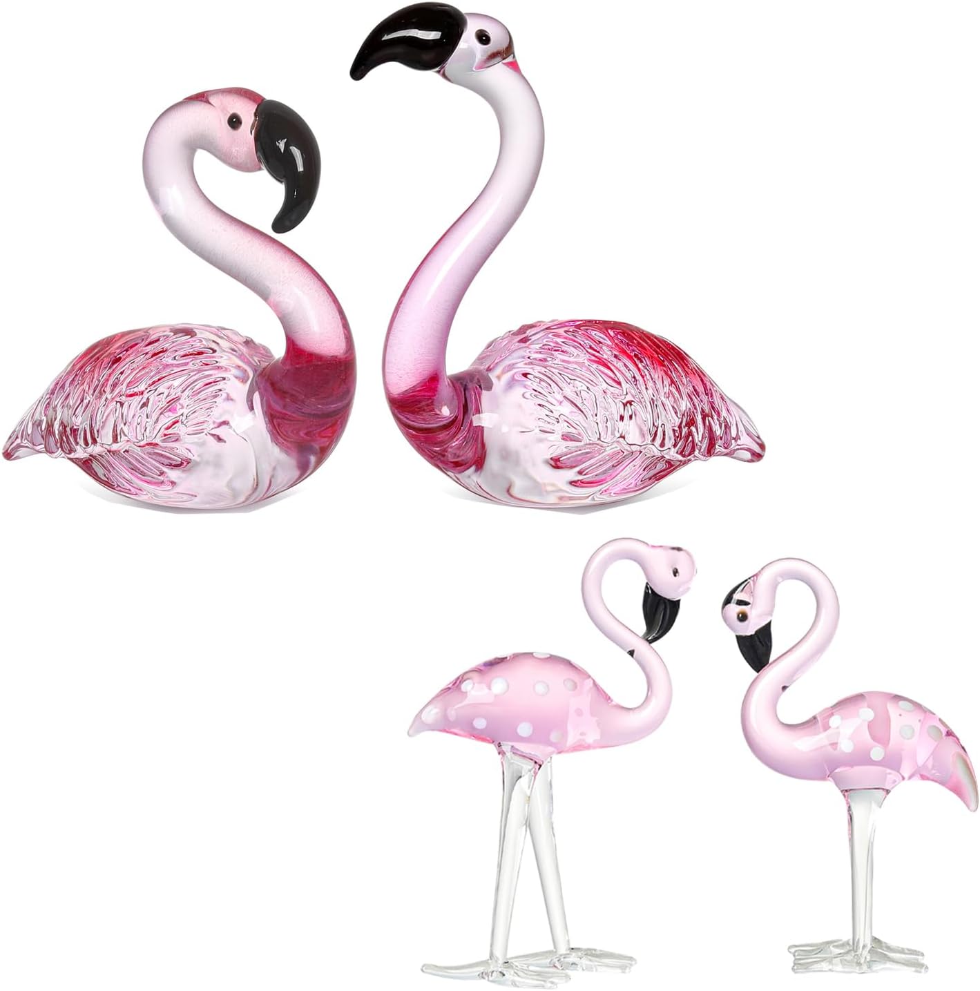 Amazon.com: LONGWIN 2 Pair of Crystal Flamingo Figurines Hand Blown ...