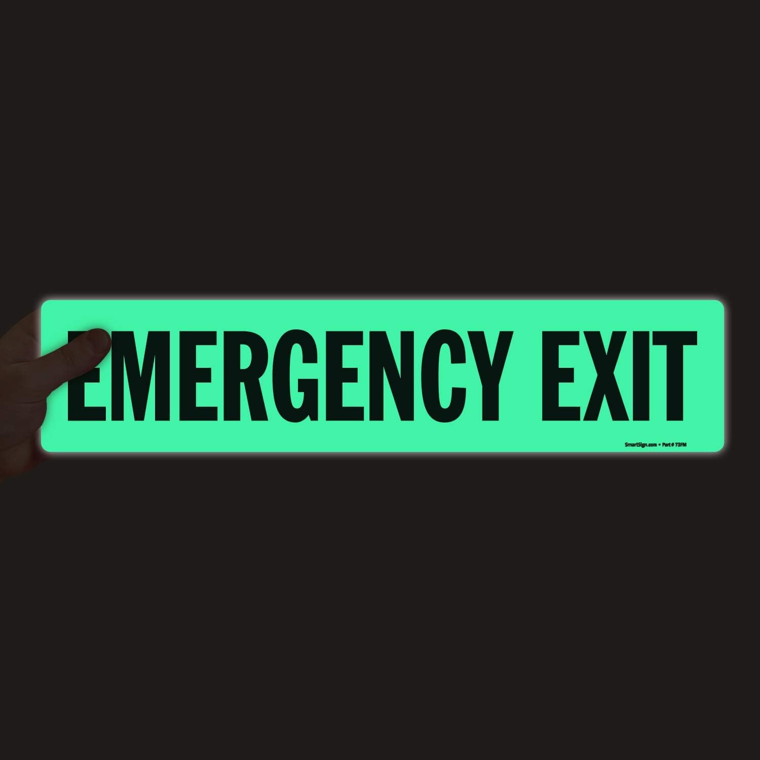 Amazon.com: SmartSign “Emergency Exit” Label | 4" x 18" Glow-in-The ...