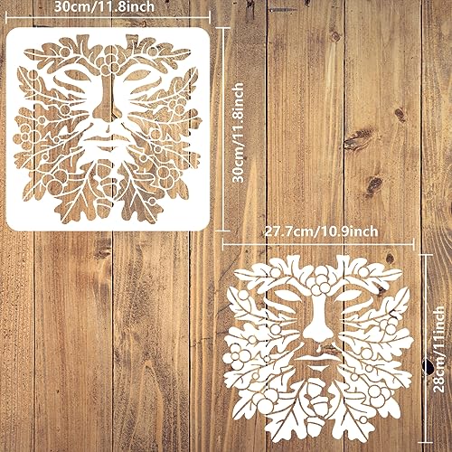 FINGERINSPIRE Oak Leaf Green Man Painting Stencil 30x30cm Reusable ...