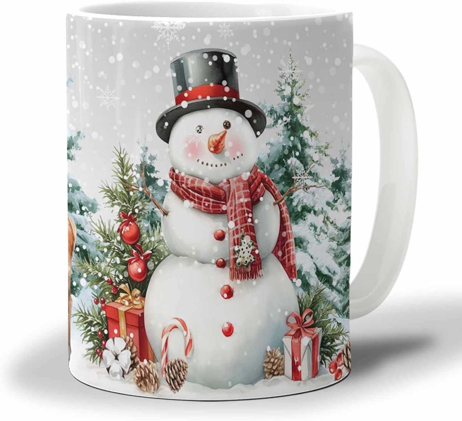 Amazon.com: Snowman Christmas Ceramic Cup with Handle Festive Holiday ...