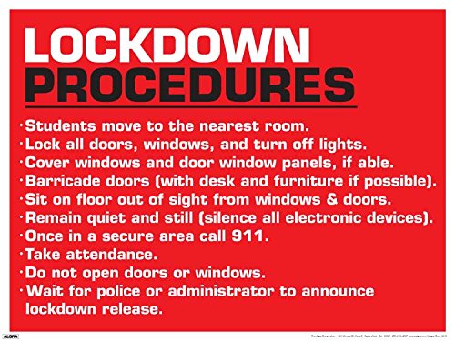 Amazon.com: Lockdown Procedures 18 x 24 Laminated Poster (Red) : Office ...