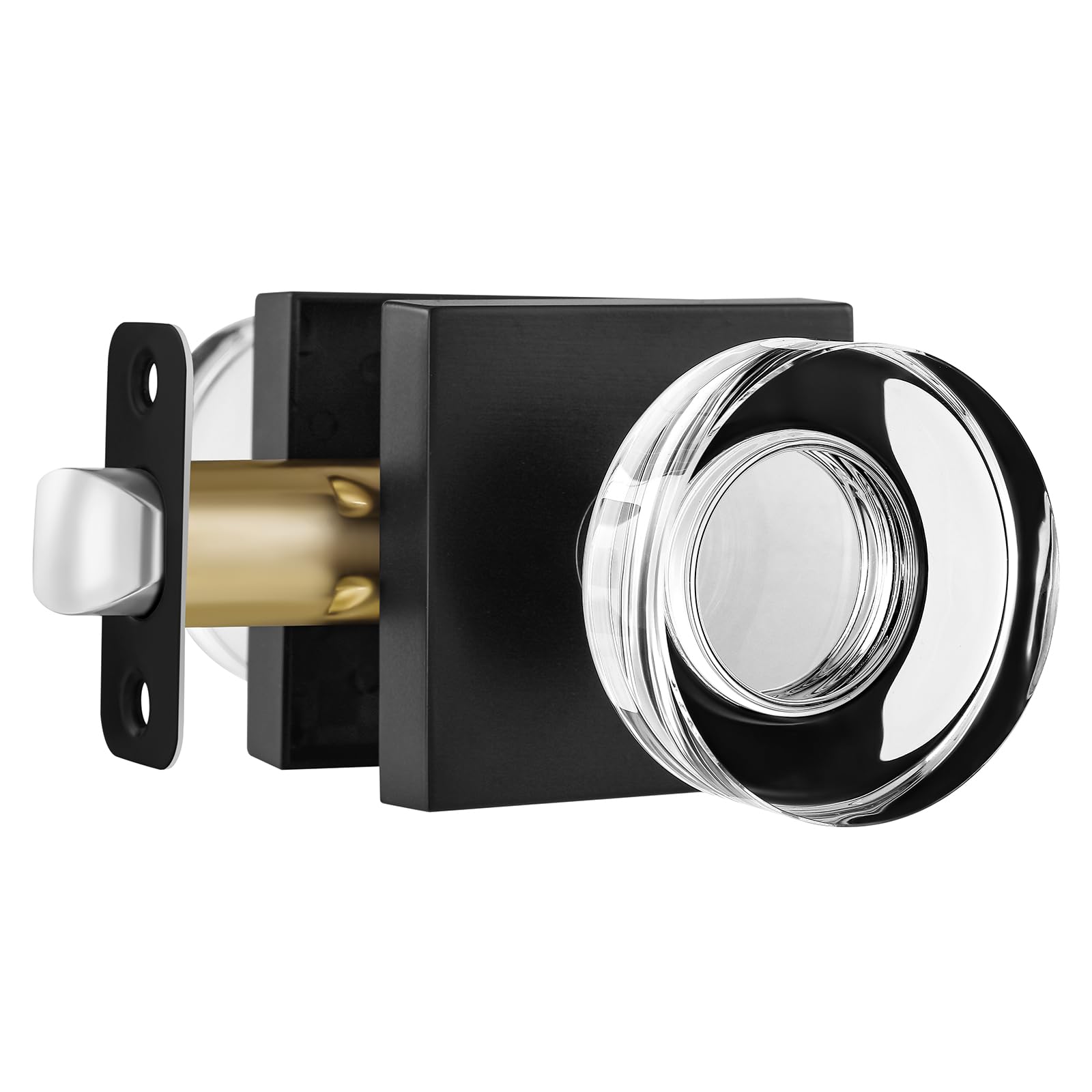 naubea Matte Black Door Knob Crystal Door Knobs Interior Passage Door ...