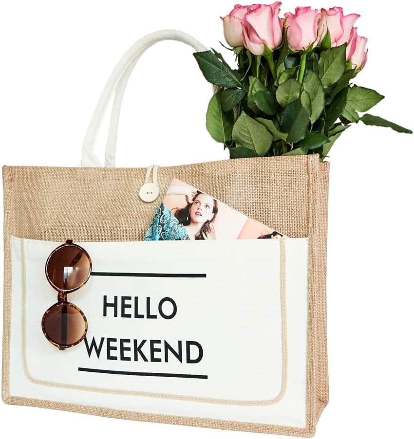 Amazon.com: Blank Slate White Weekender Canvas Tote - Trendy Vegan ...