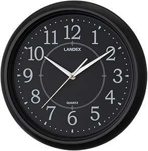 Amazon.com: Landex YW9124BK Wall Clock, Analog, Continuous Second Hand ...