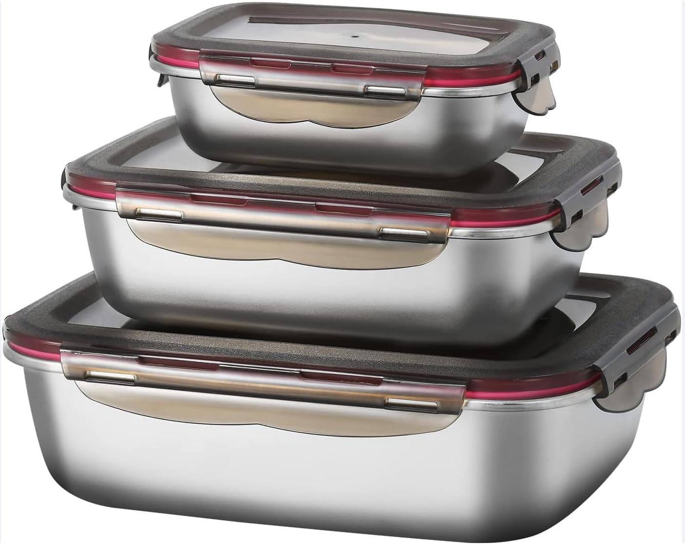 TASIXUN 3 Pack Stainless Steel Food Storage Containers with Lids ...