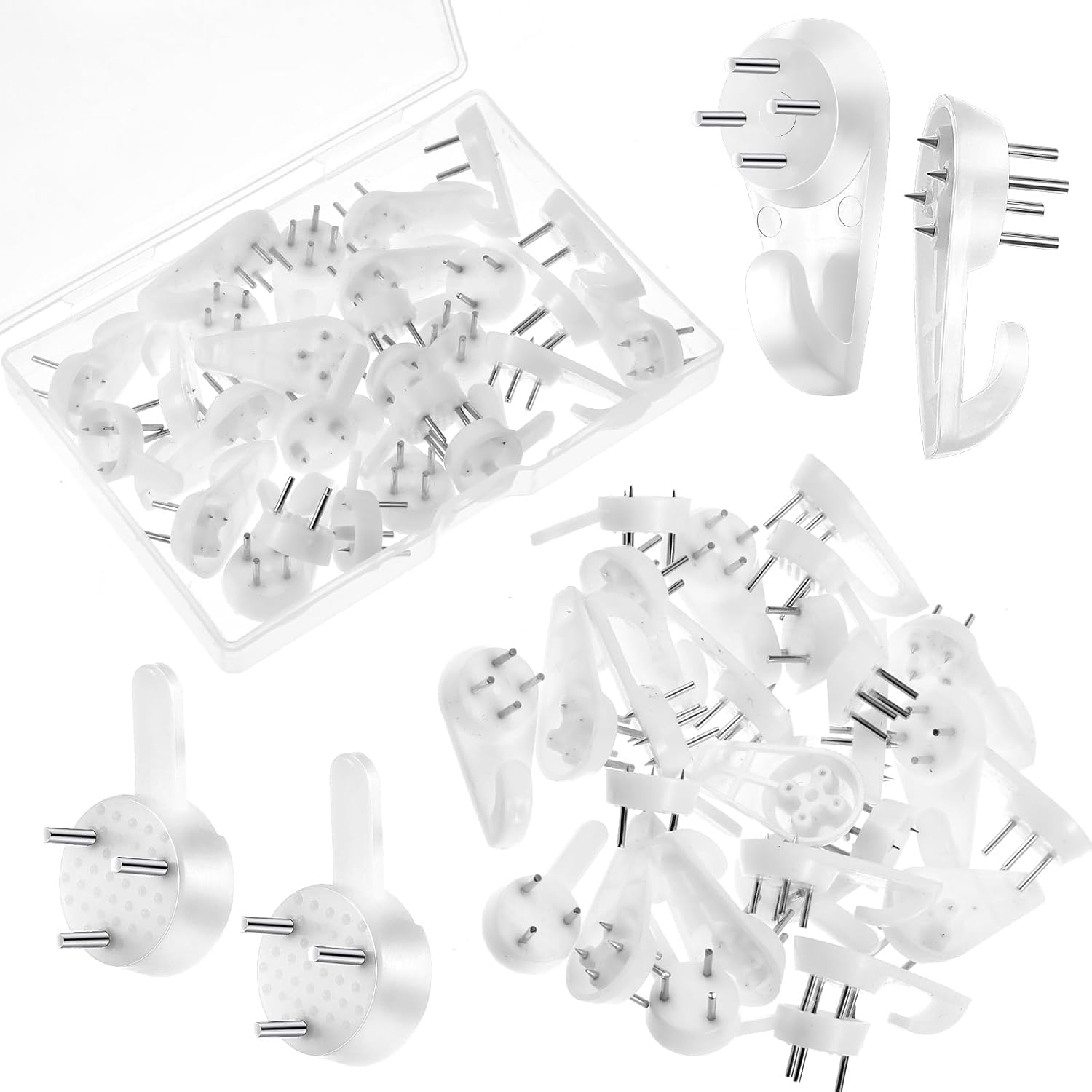 60 PCS Invisible Nail Screws Wall Hooks,Picture Hanging Kit No Trace ...
