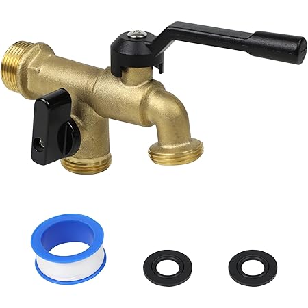 Amazon.com: Outdoor Double Taps Water Faucet, Wall Mounted Garden Two 3 ...