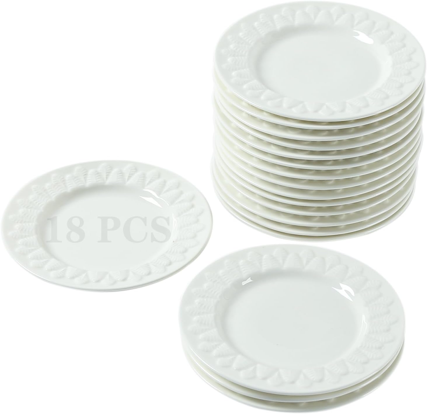 Amazon.com | 7.5 Inch Porcelain Small Dinner Plates Set of 12, White ...