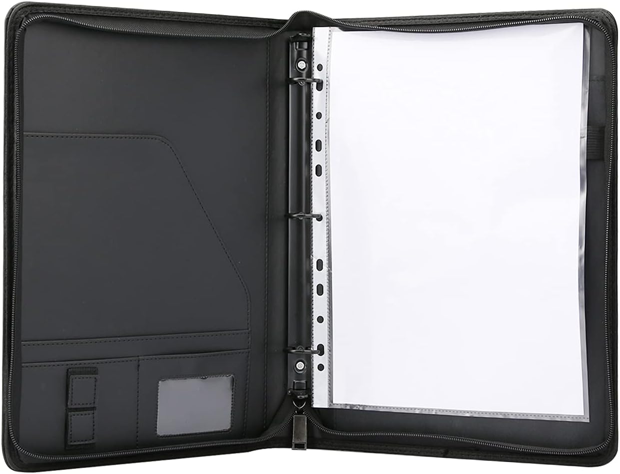 Laelr - Carpeta de 3 anillos con cierre con 8 bolsillos, portafolios de ...