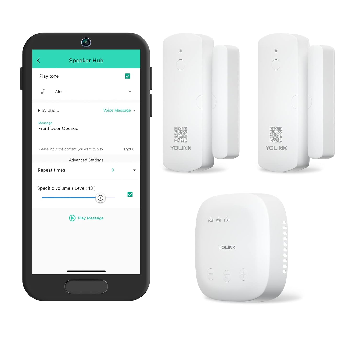 YoLink SpeakerHub & Two Door Sensors Smart Home Starter Kit – Audio Hub ...