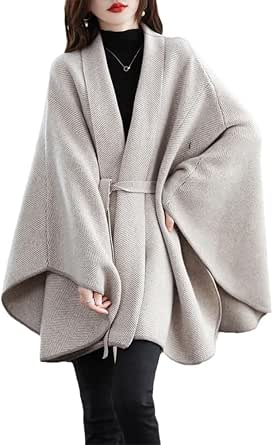 KANG POWER Capes & Ponchos Cashmere Cardigan Sweater Women Winter Warm ...