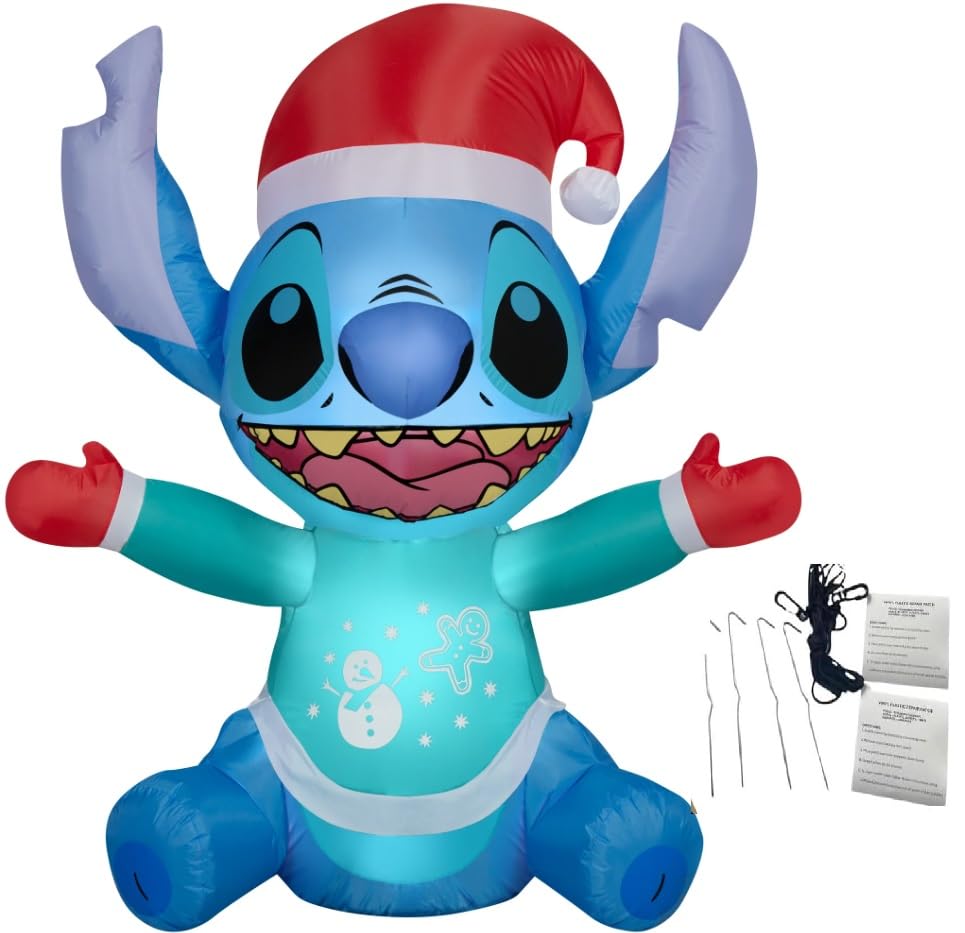 Amazon.com: Christmas Inflatable Stitch Santa Hat Holiday Sweater 4.5 ...
