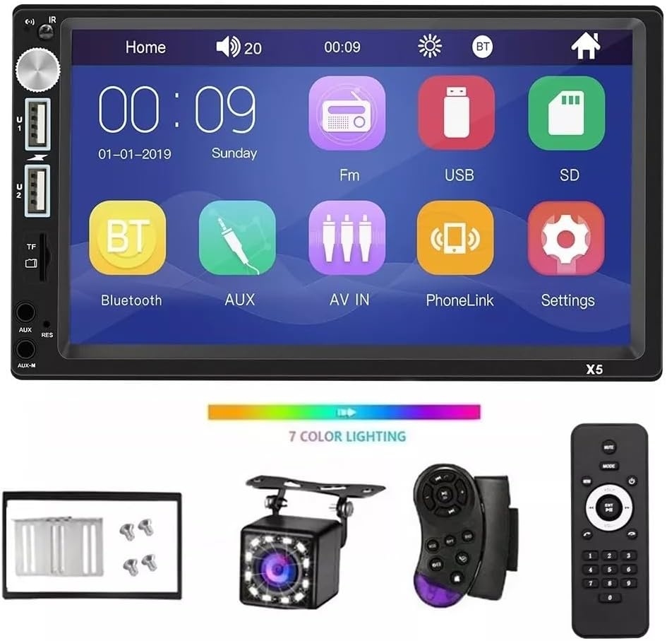 FINYQBET Estéreo De Coche Fnbrli Mirror Link 7 con Cámara Estereo ...