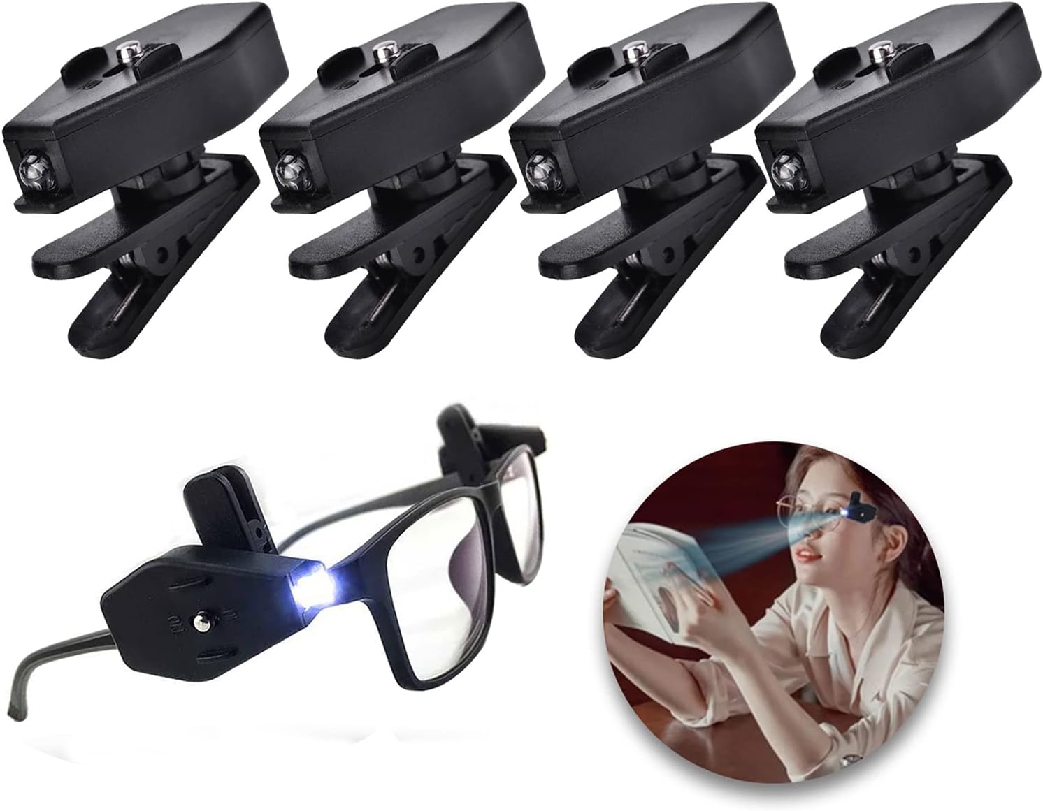 Amazon.com: CDIYTOOL 4 Pcs Mini Book Reading Lights on Eyeglass ...