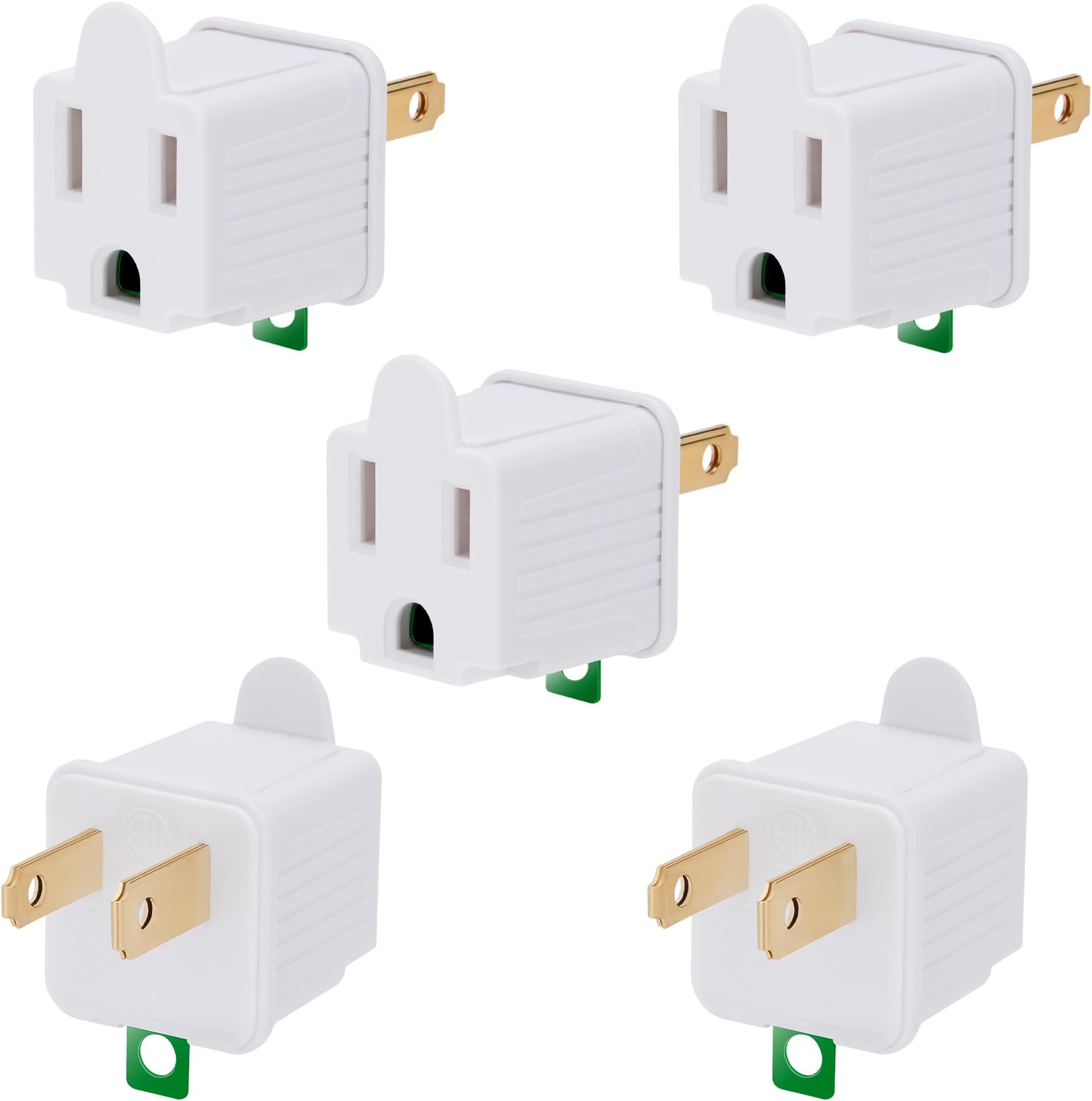Amazon.com: 3-Prong to 2-Prong Outlet Adapter 5 Pack - Portable ...