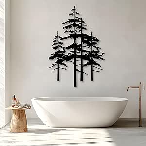 Amazon.com: Pine Tree Metal Wall Art,Metal Tree Wall Decor,Cedar Tree ...