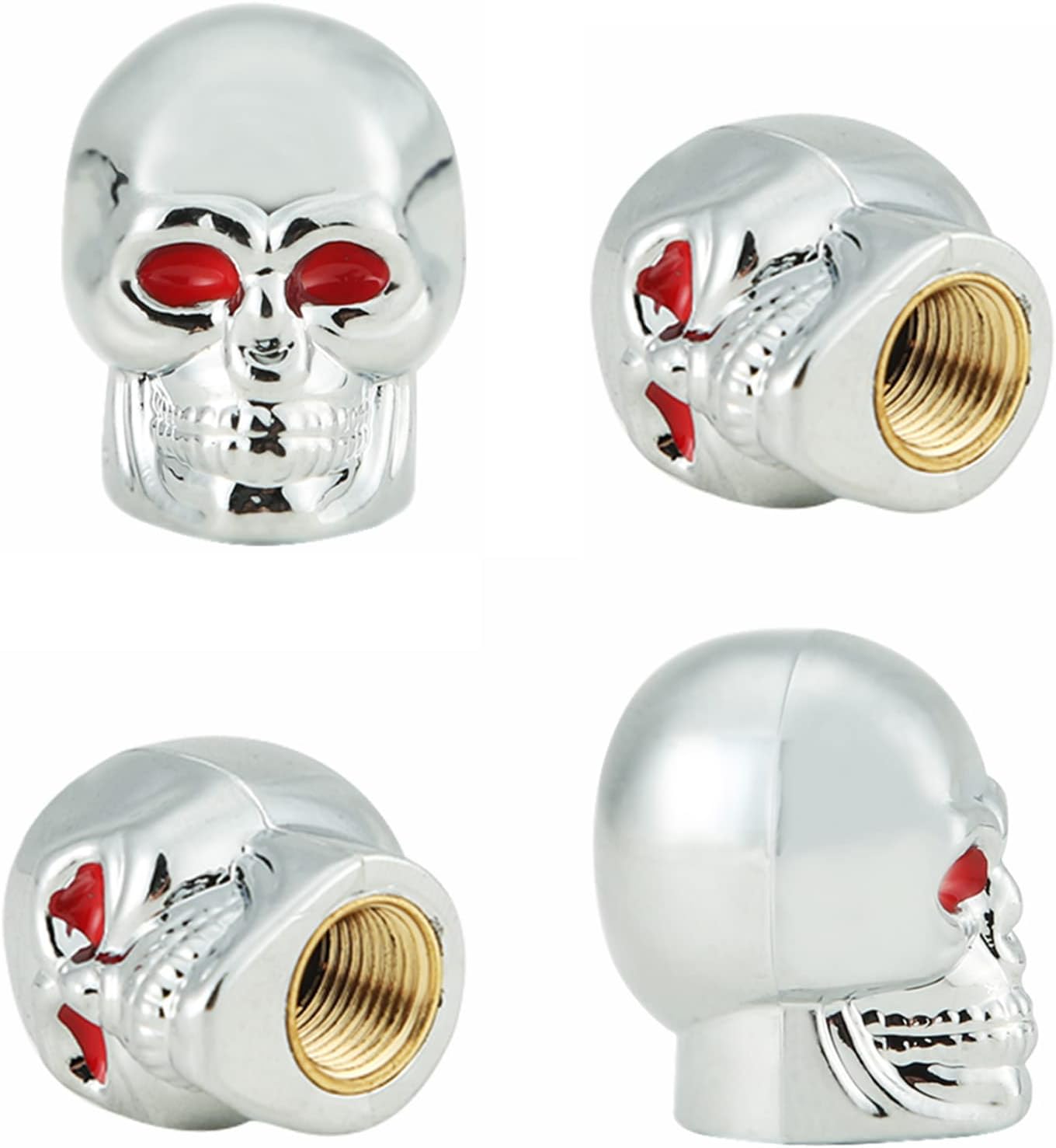 Amazon.com: Dsycar Chrome Skull Tire Valve Caps Antirust Copper Core ...