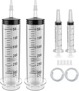 Amazon.com: 2 Pack 300ml Plastic Syringe Large Syringes Catheter Tip ...