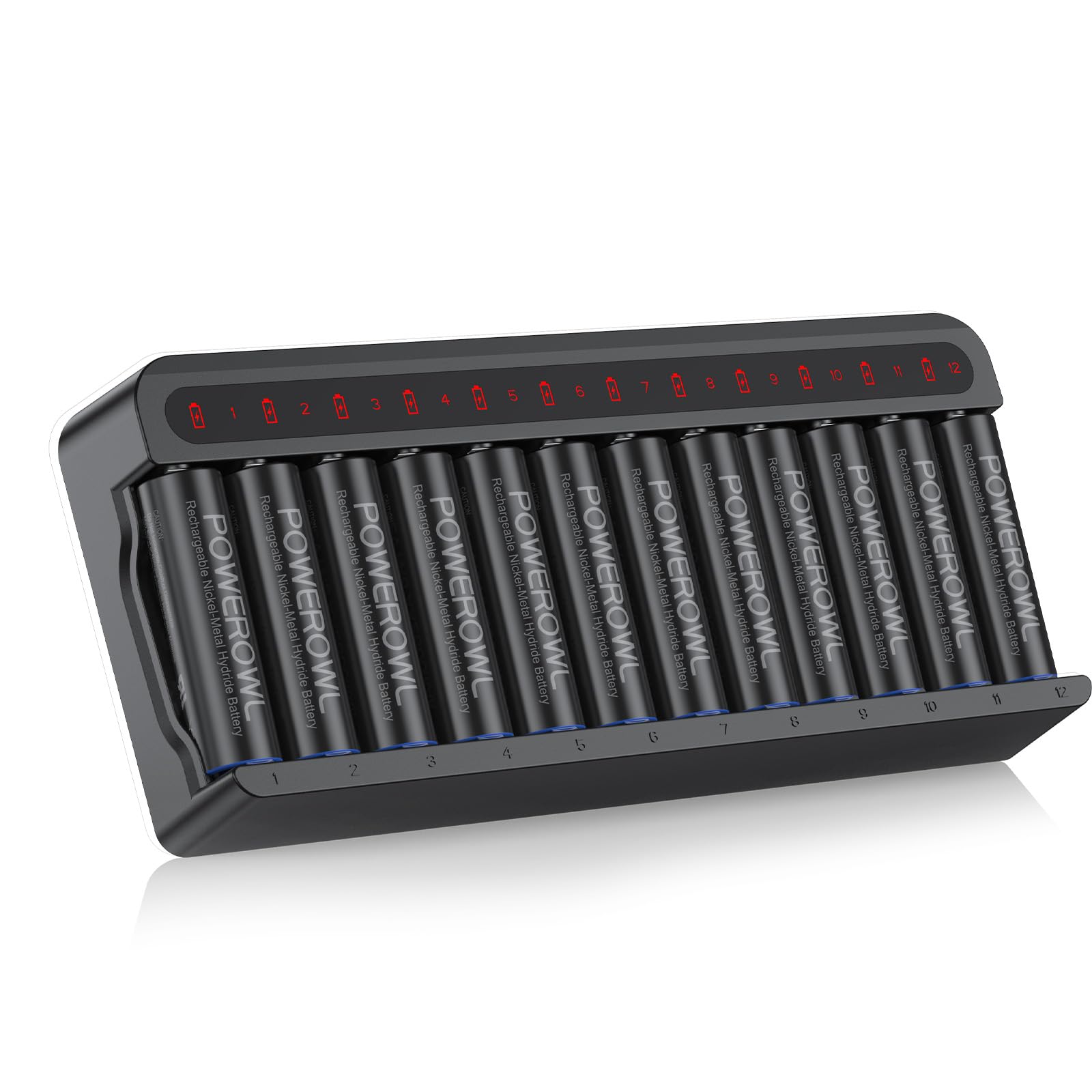 Amazon.com: POWEROWL Rechargeable AA Batteries 12 Pack with 12 Slots ...