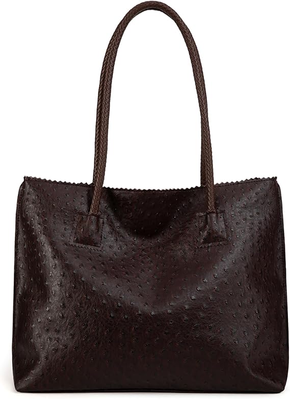 Amazon.com: Milan Chiva Leather Tote Bag for Women with Zipper Large Ostrich Hobo Purse Shoulder ...