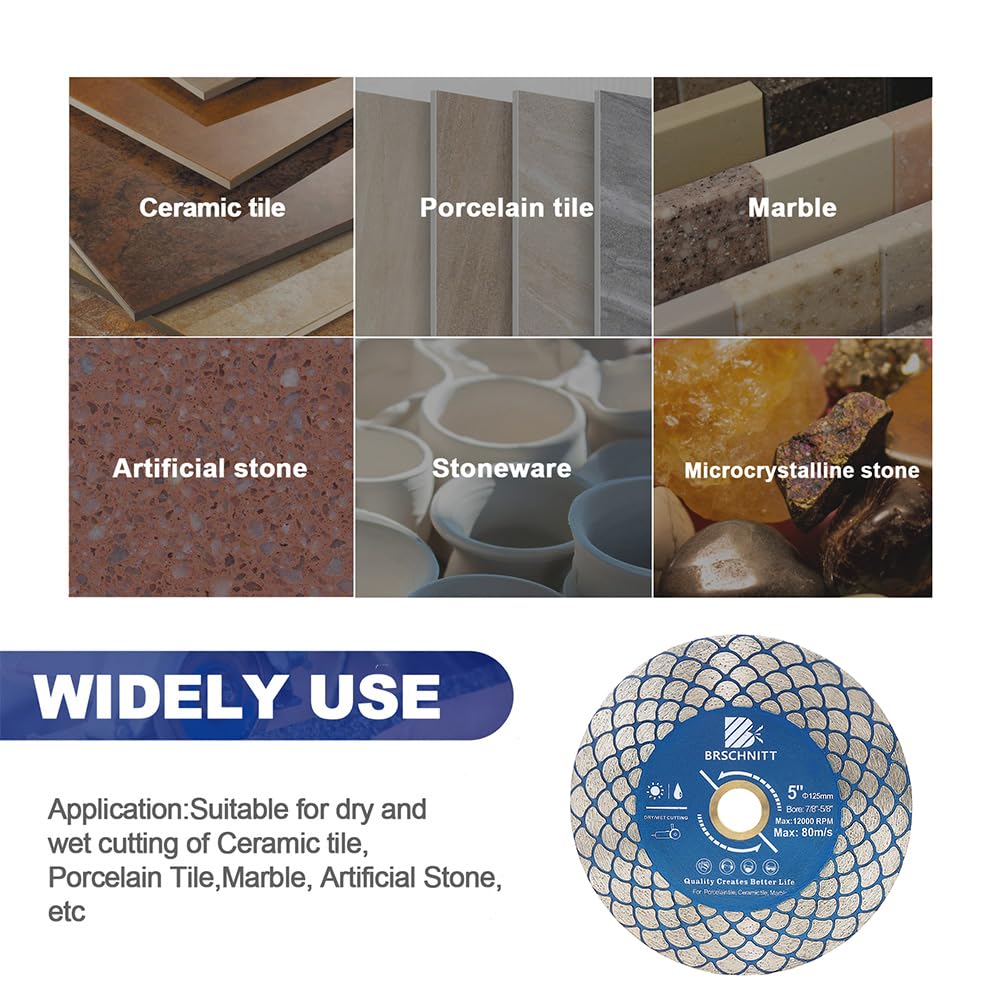 Snapklik.com : Diamond Saw Blade Tile Cutting Disc 5 Inch - For 7/8”- 5 ...