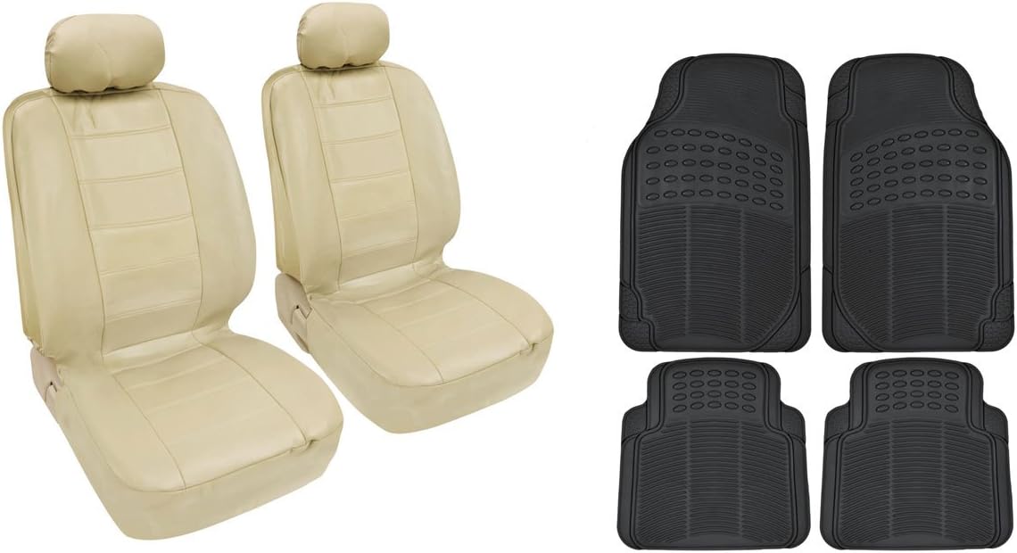 Amazon.com: BDK Buckets & Mats Beige Classic PU Leather Bucket Seat ...
