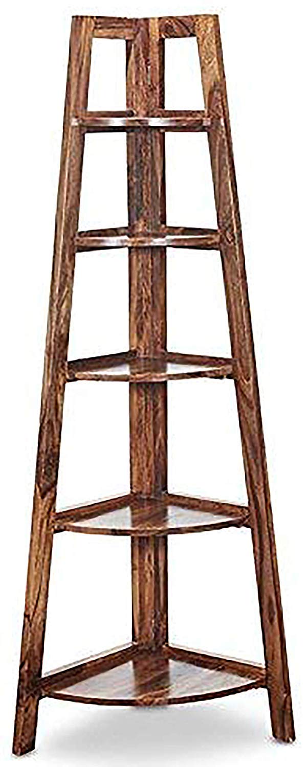 ROUNDHILL Solid Sheesham Wood 5 Tier Bookshelf for Study Room Wooden ...