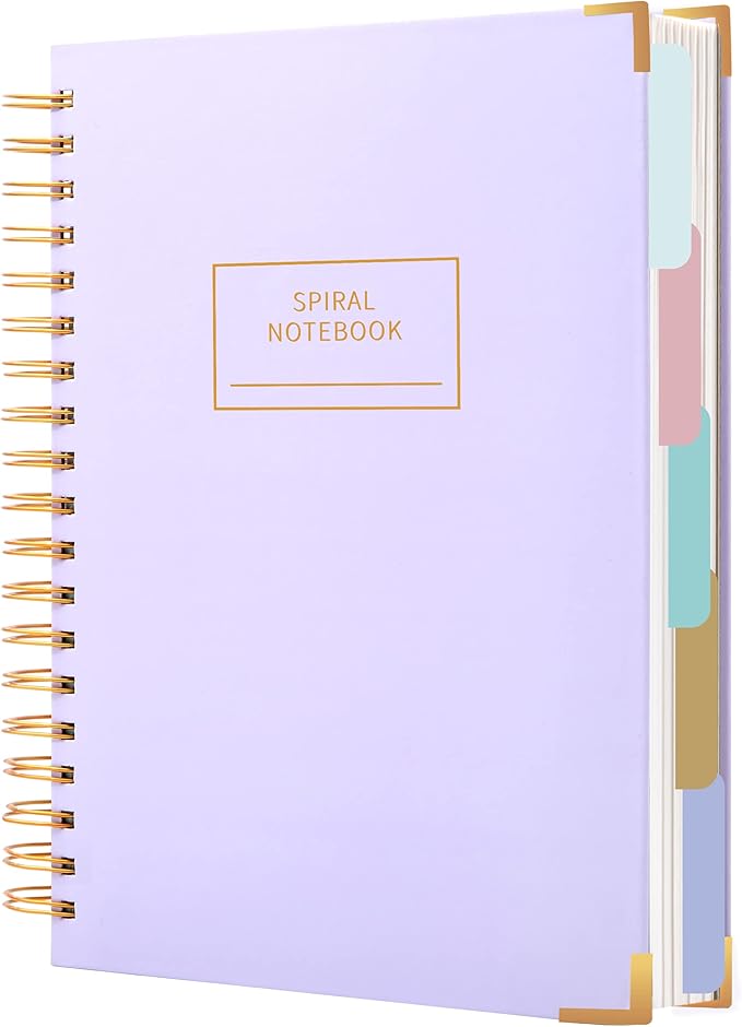 Amazon.com : Hardcover Spiral Notebook with Tabs 8"x10" Large Spiral ...