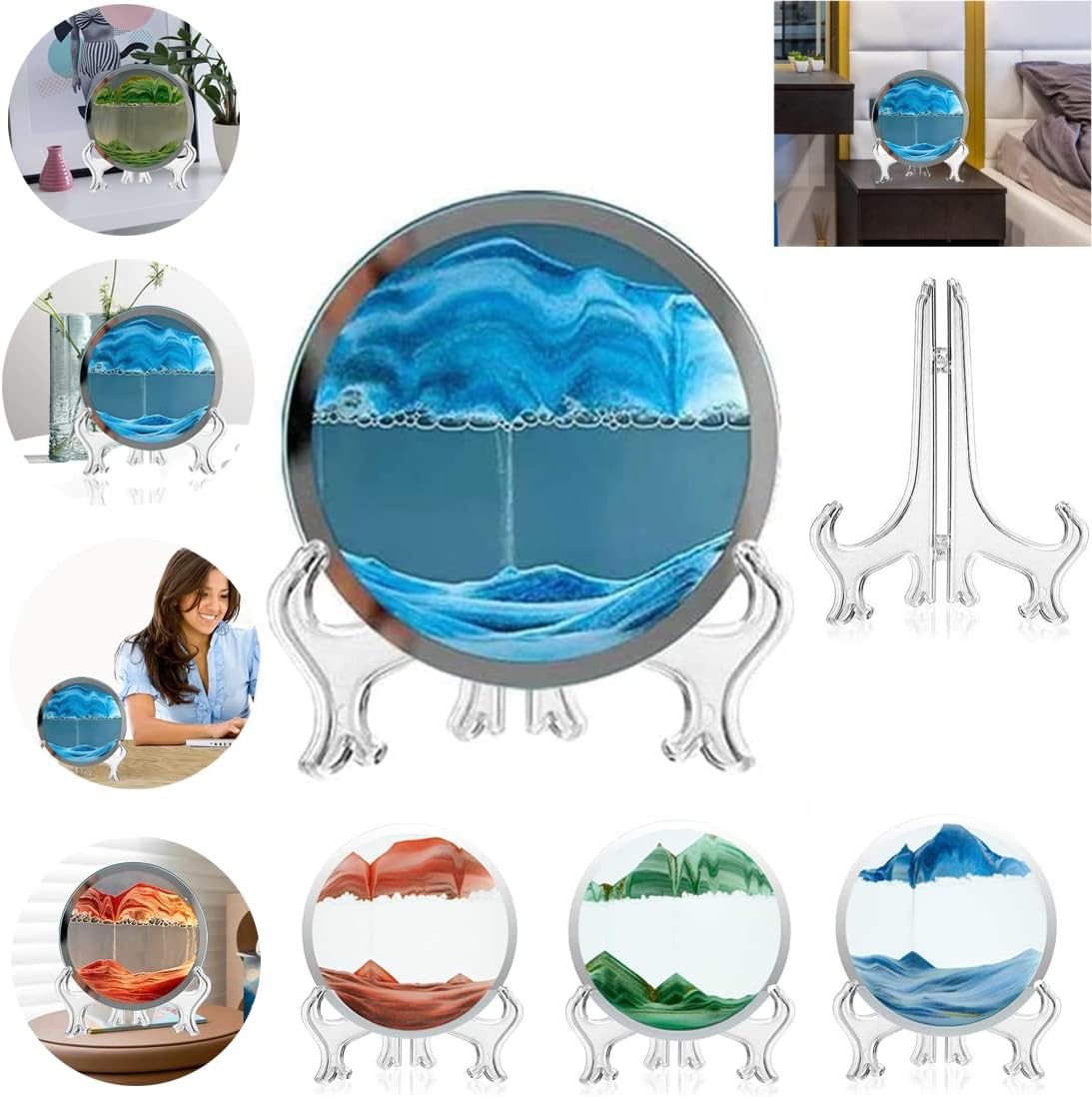 Amazon.com: Moving sandscapes, Moving Sand Art Picture Round Glass 3D ...