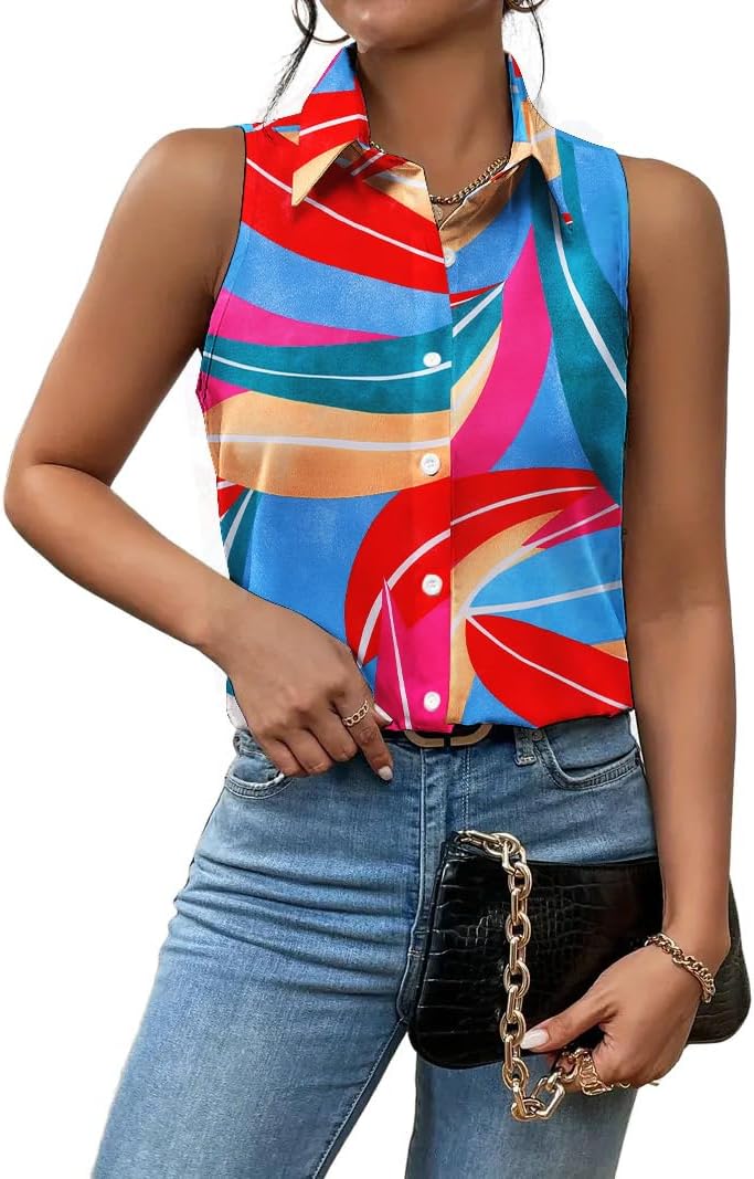 Amazon.com: Zeagoo Sleeveless Blouses for Women Summer Casual Button ...