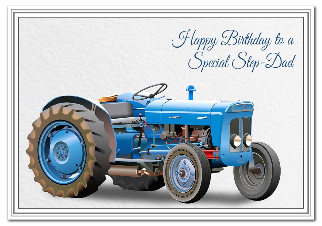 Birthday Card For Step Dad Tractor Design Special Farm Farming ...
