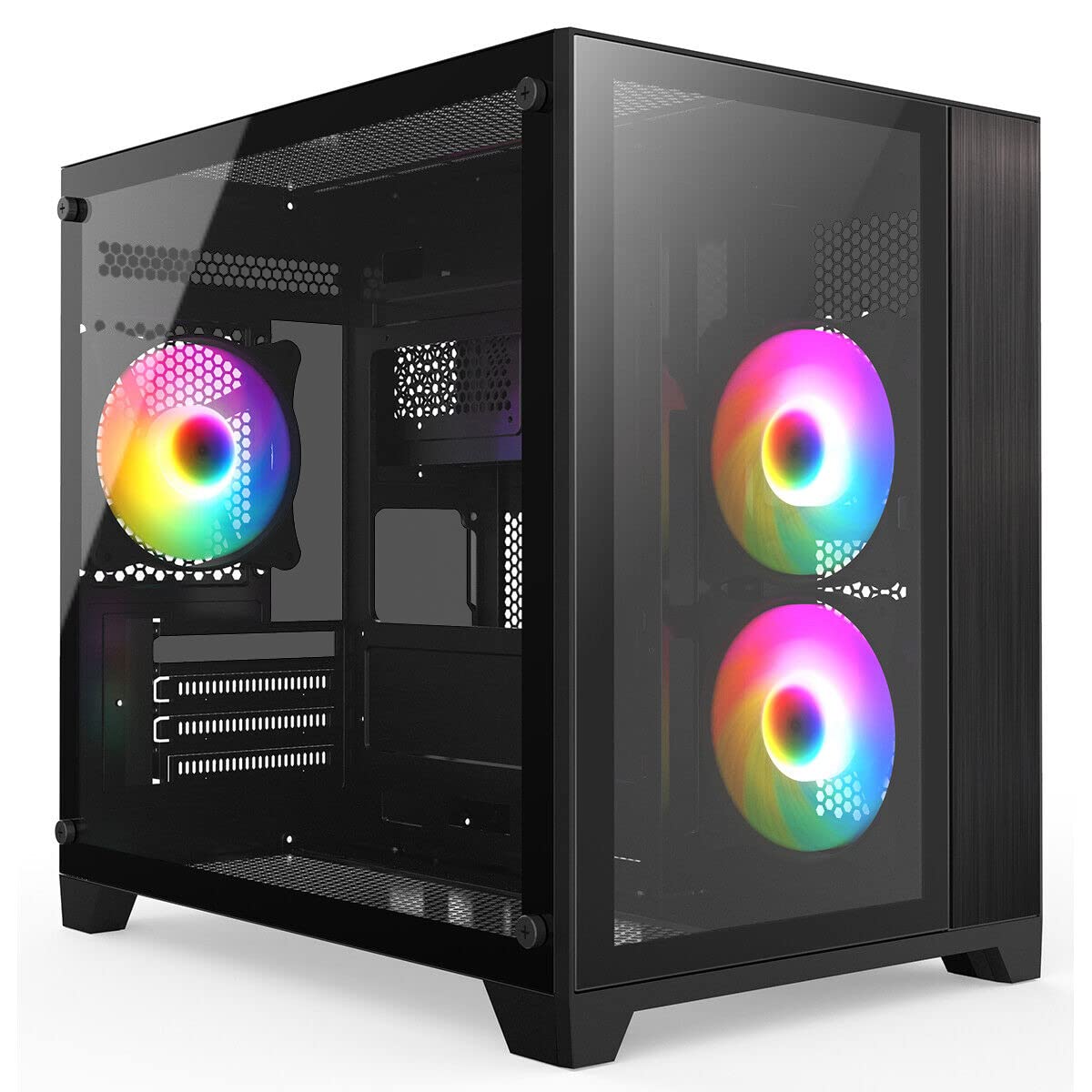 Buy iONZ PC Gaming Case Micro ATX Mid Tower - Dual Chamber Dynamic ...