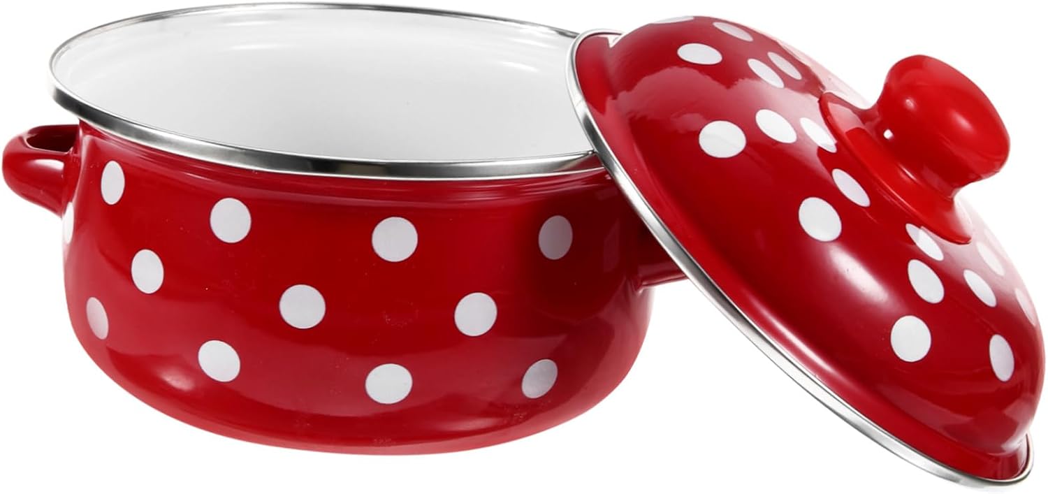 Amazon.com: BESTOYARD Double Ear Enamel Soup Pot With Lid - Glass ...