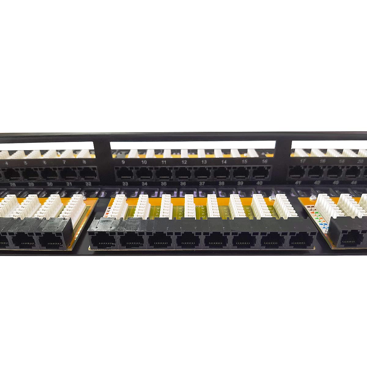 Network Patch Panel, 48 Port 1U Rack Mountable Cat6 Patch Panel 110 ...
