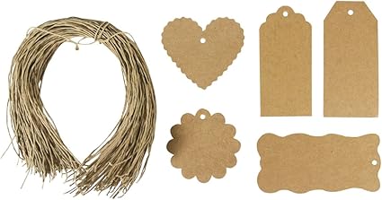 Amazon.com: Wrapables 100 Gift Tags/Kraft Hang Tags with Free Cut ...