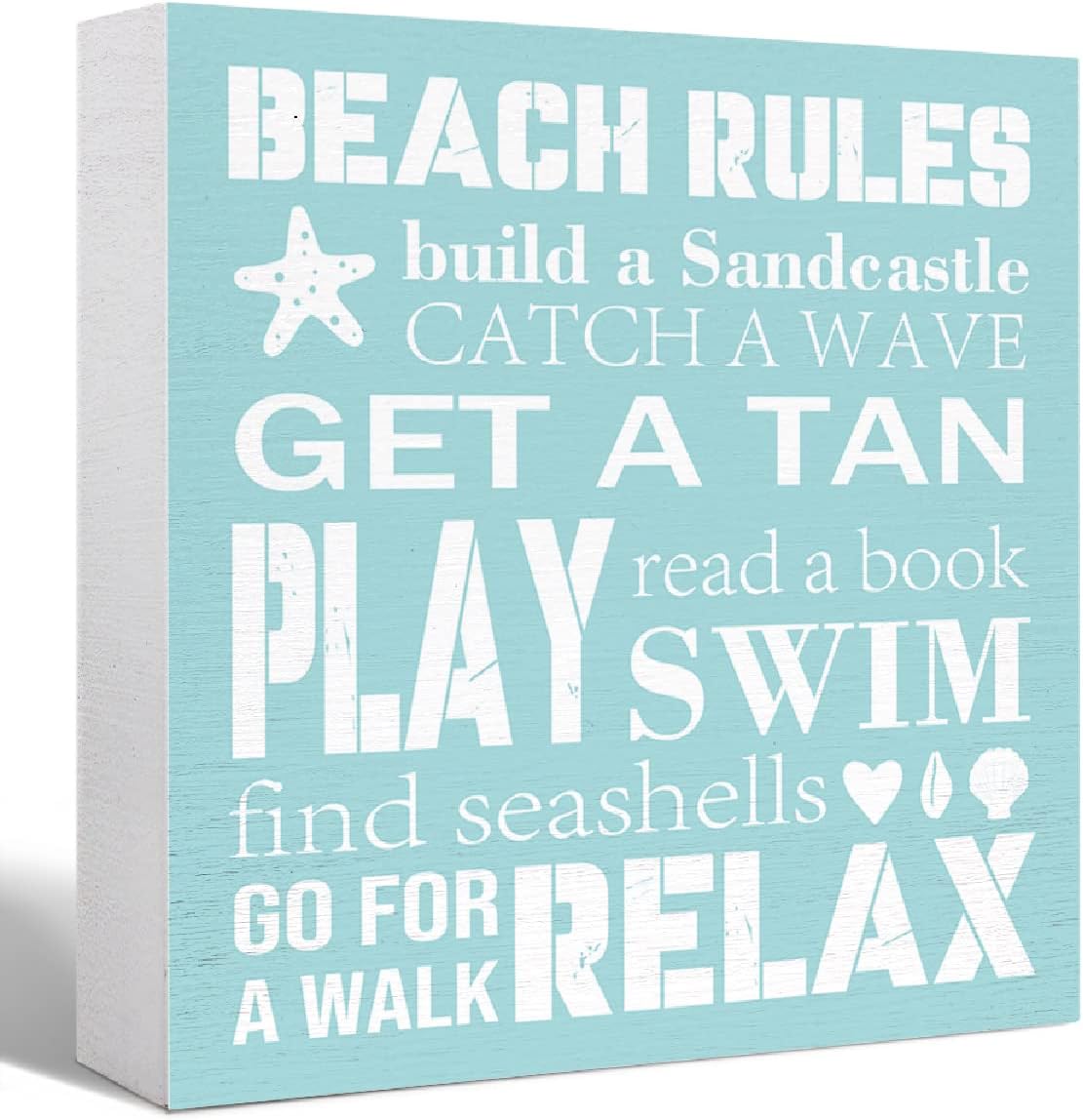 Amazon.com: Wooden Beach Theme Box Sign - Rules & Decor for Home Office ...