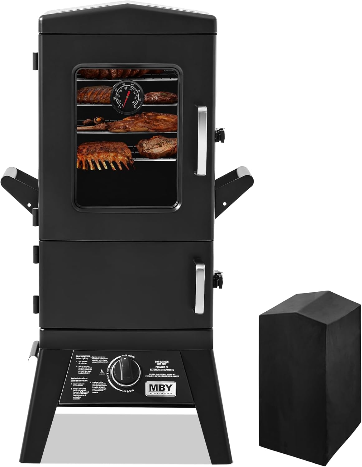 Amazon.com: Propane Smoker with Cover, Vertical Gas Smokers Grill with ...