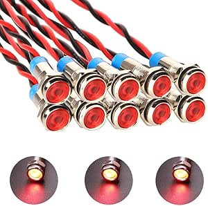 Amazon.com: Gebildet 10pcs 6mm 1/4" LED Metal Indicator Light AC/DC 12 ...