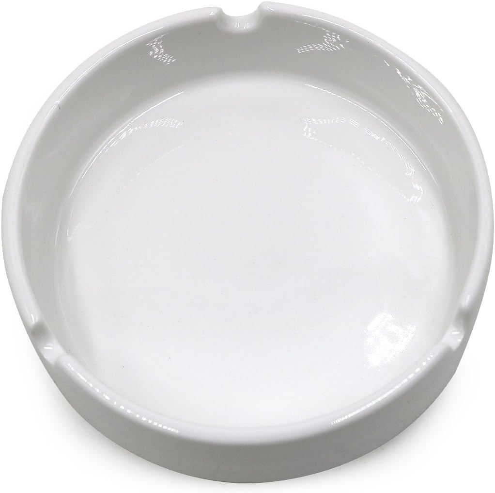Amazon.com: Teagas Glossy White Ceramic Cigarette Ashtray for Men and ...