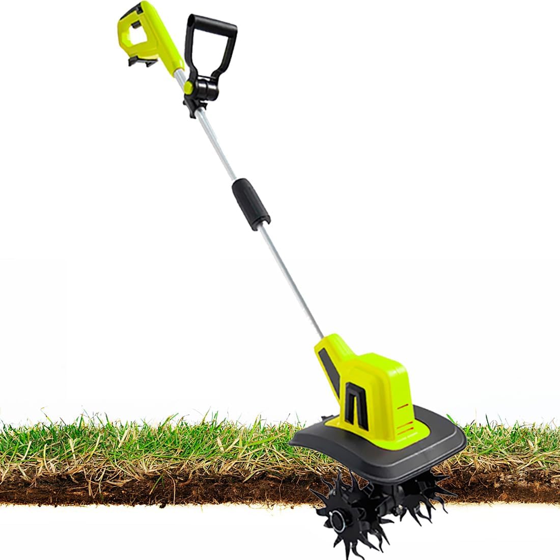 HLGKBY Cordless Garden Tiller Rotavator, 22Cm Working Width, 16Cm ...