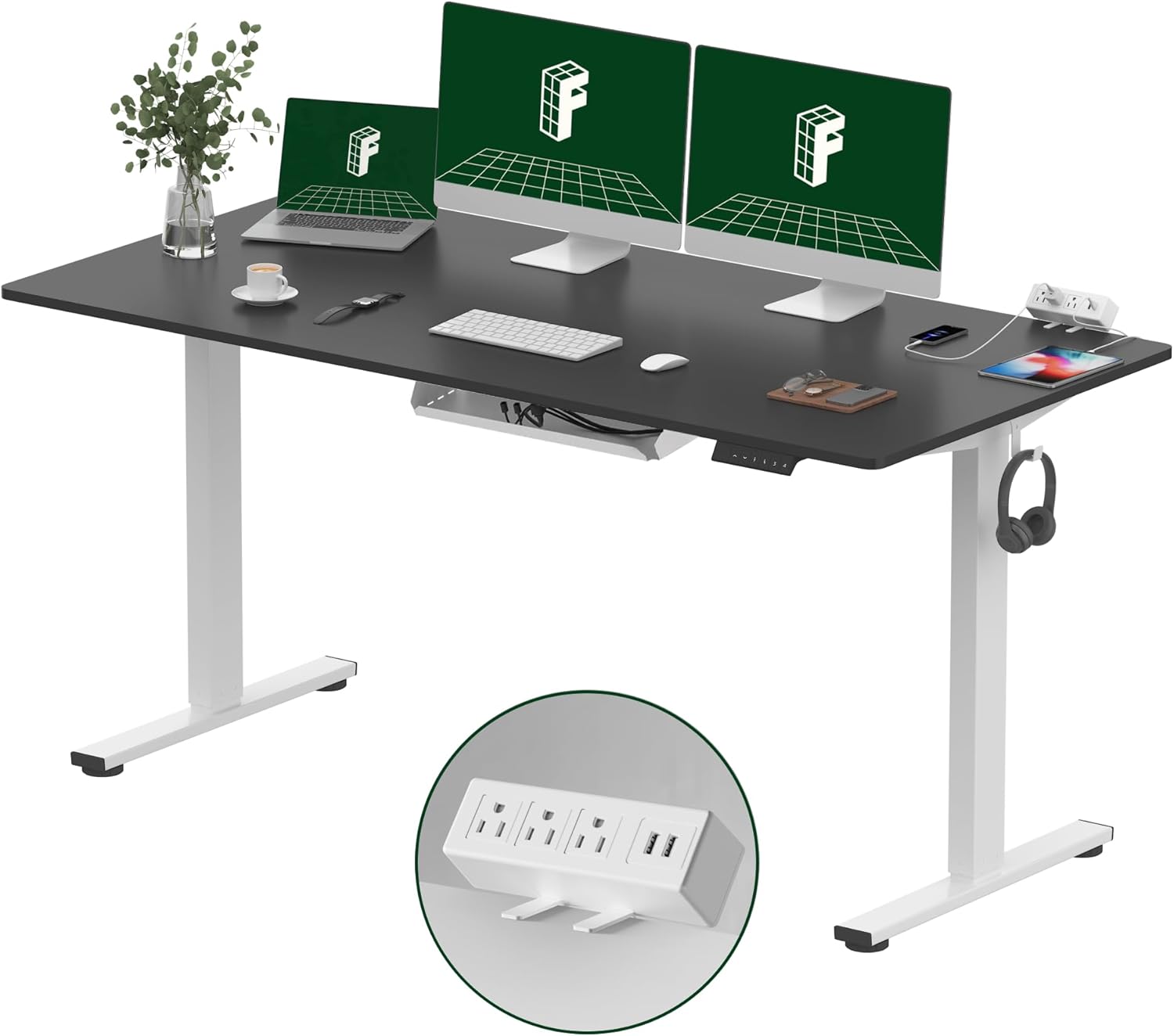 Amazon.com: FLEXISPOT EN2 Whole-Piece Standing Desk Clamp Power Strip ...
