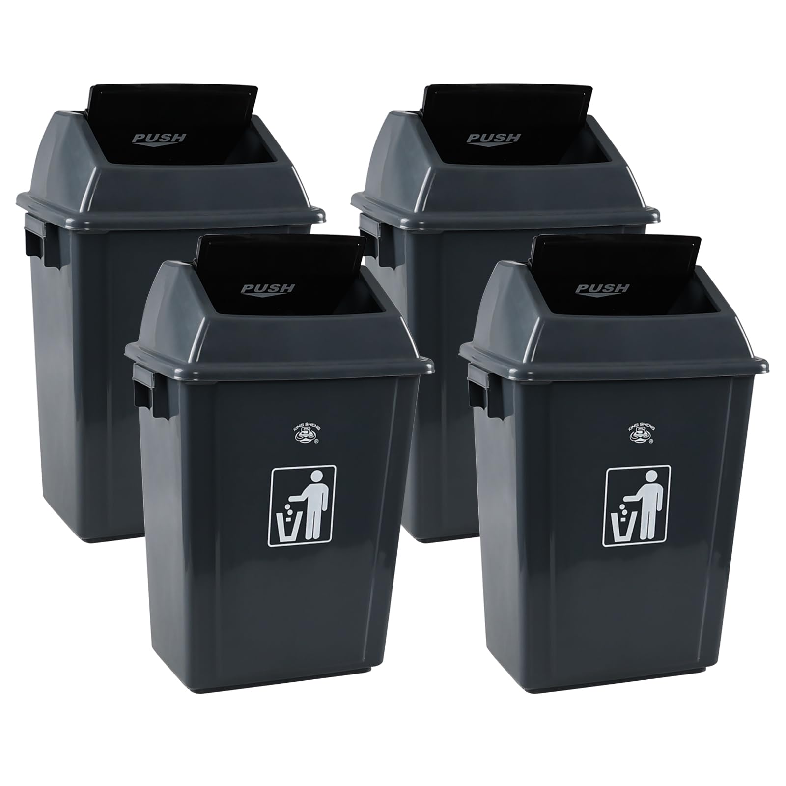 Amazon.com: Fabnati 18 Gallon Plastic Garbage Can with Swing Lid, 4 ...