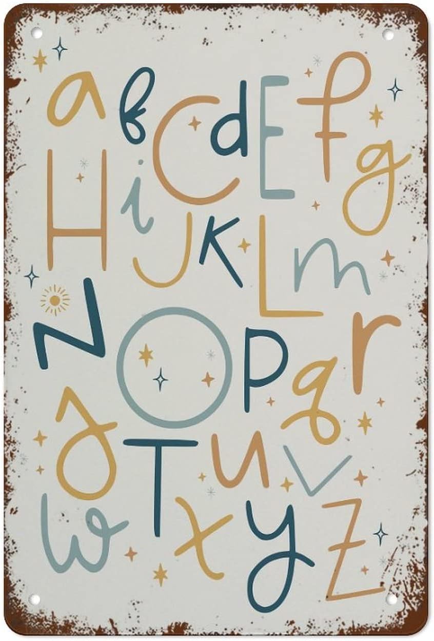 Amazon.com: Boho Alphabet Poster Alphabet Print Kids Wall Art Wall Art ...