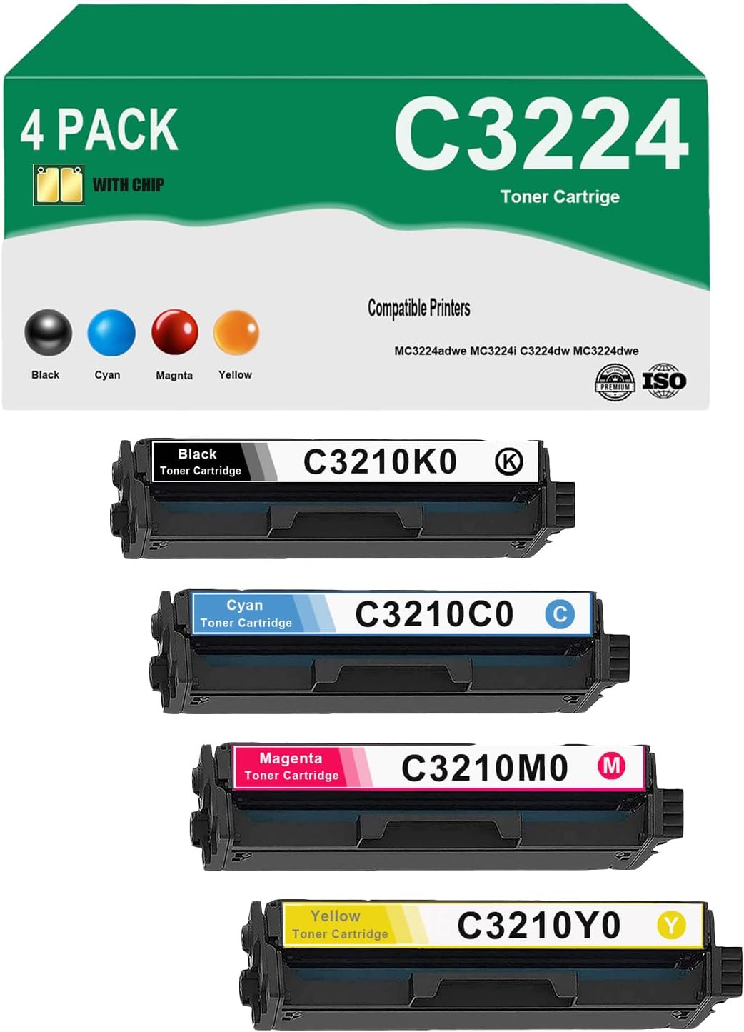Amazon.com: Eficazink C3210K0 C3210C0 C3210M0 C3210Y0 Toner Cartridge ...