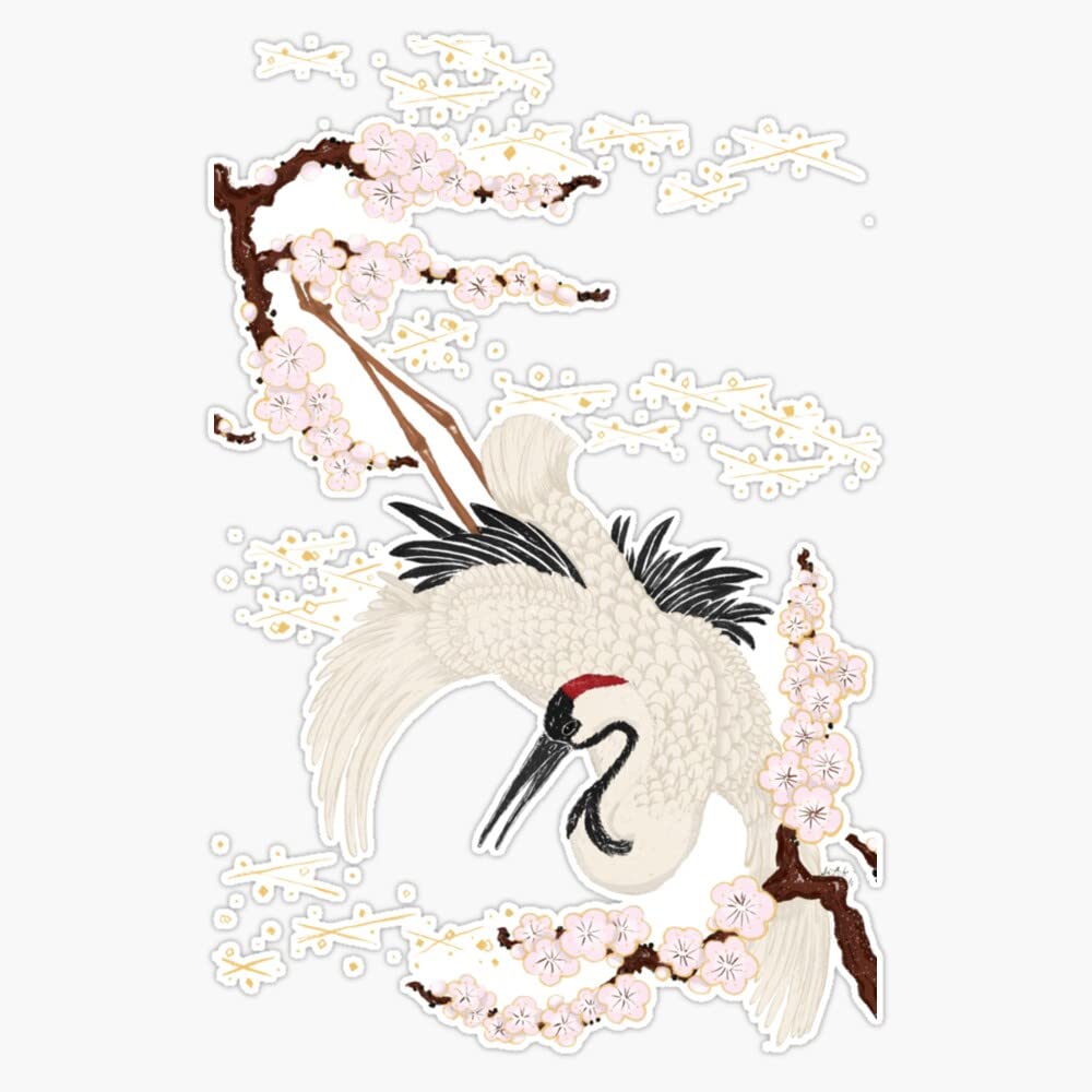 Amazon.com - Japanese Crane Sticker Bumper Sticker Vinyl Decal 5"